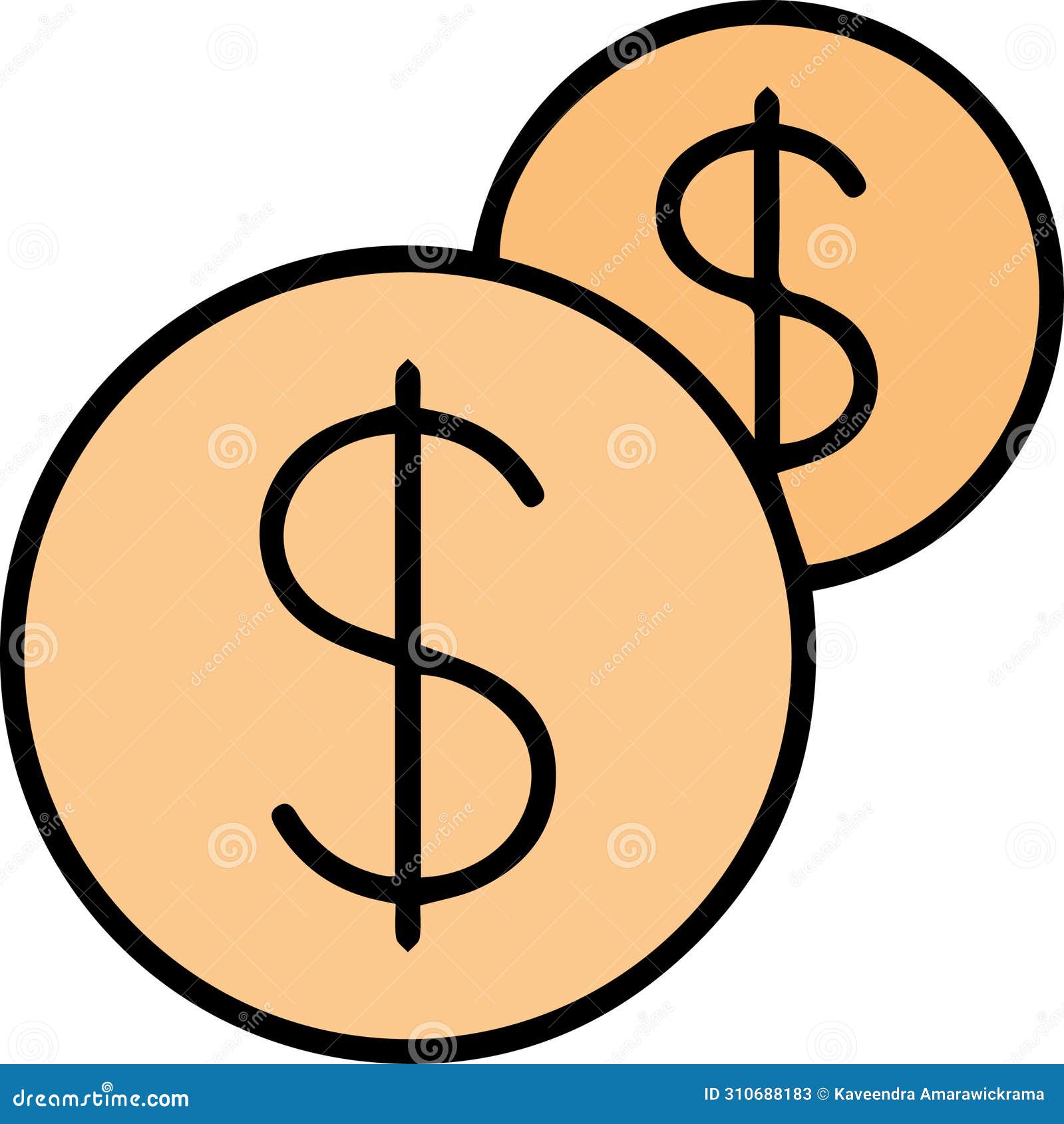 Abstract Two Dollar Coins Design on White Stock Vector - Illustration ...