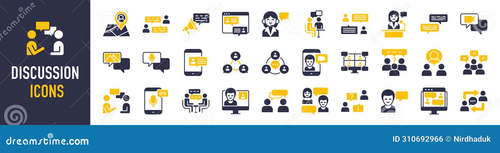 Discussion icons set. stock vector. Illustration of social - 310692966