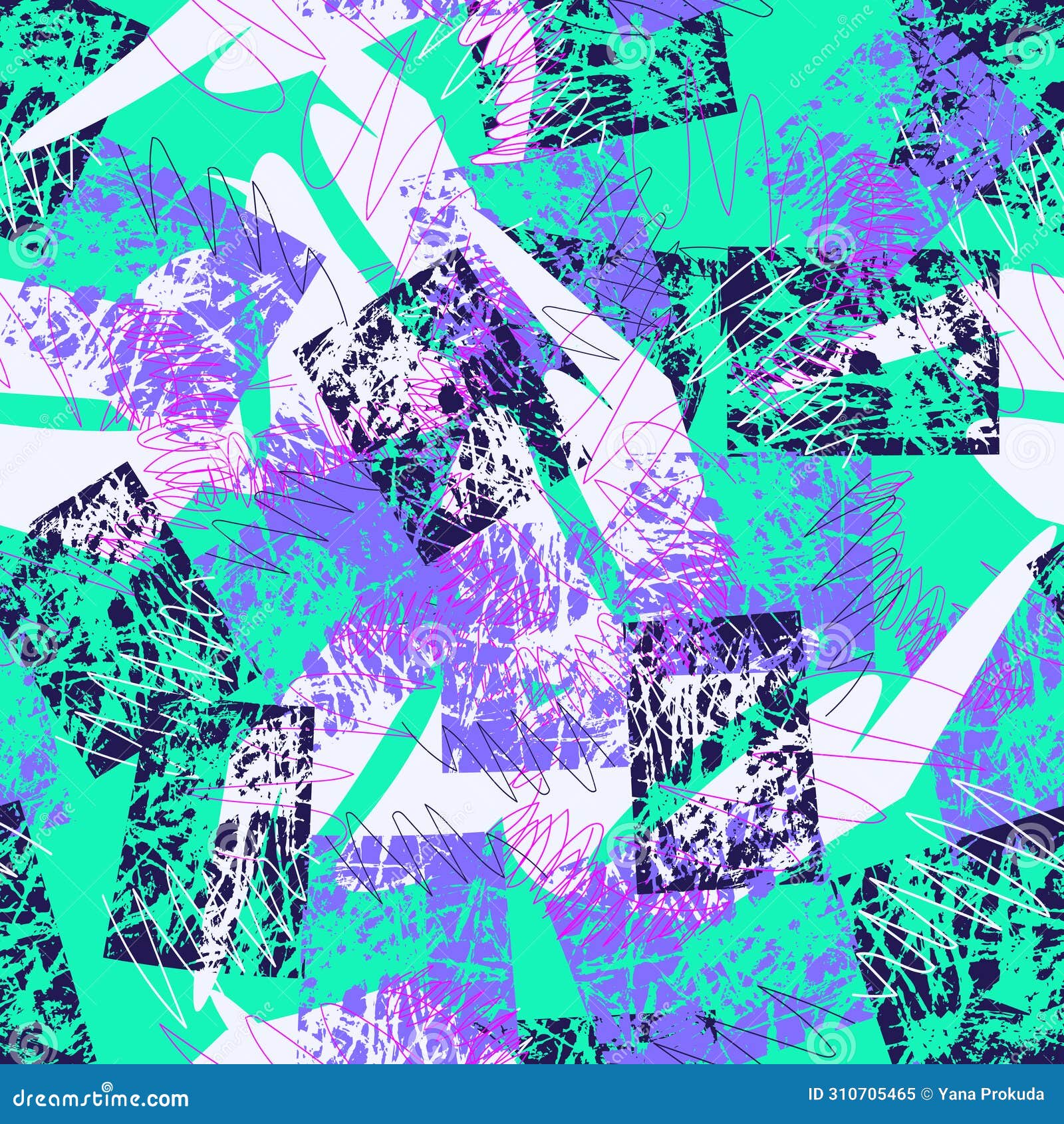 Abstract Urban Seamless Pattern with Chaotic Grunge Squares and Shapes ...