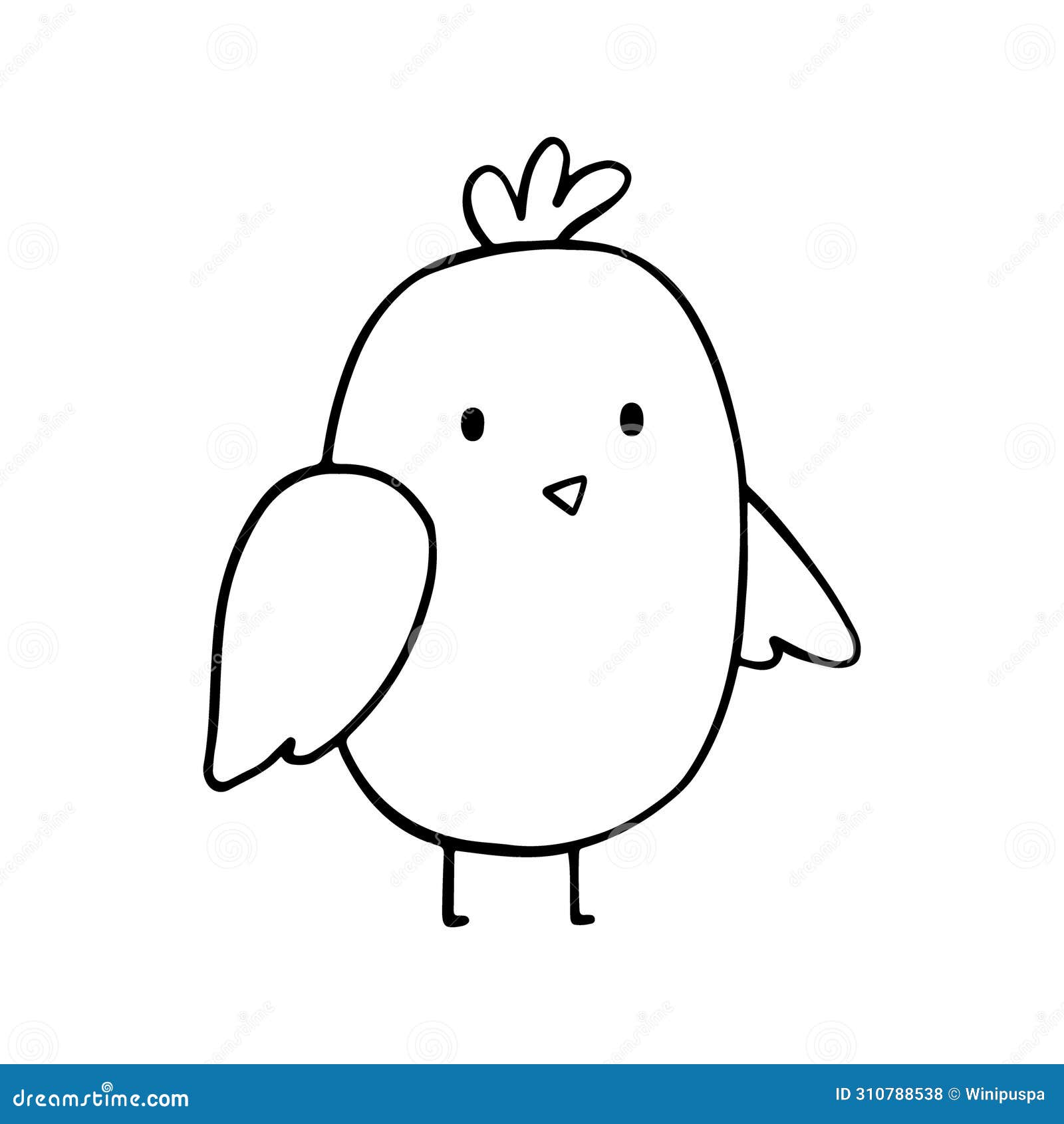 Cute Bird Outline Cartoon Illustration Isolated on White Background ...