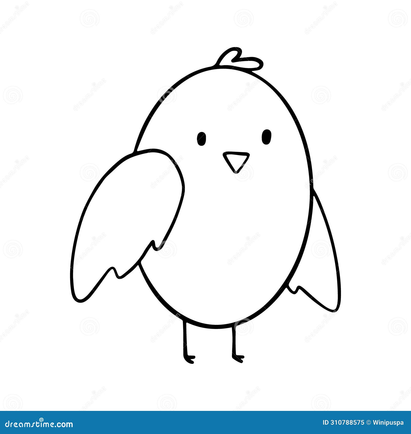 Cute Bird Outline Cartoon Illustration Isolated on White Background ...