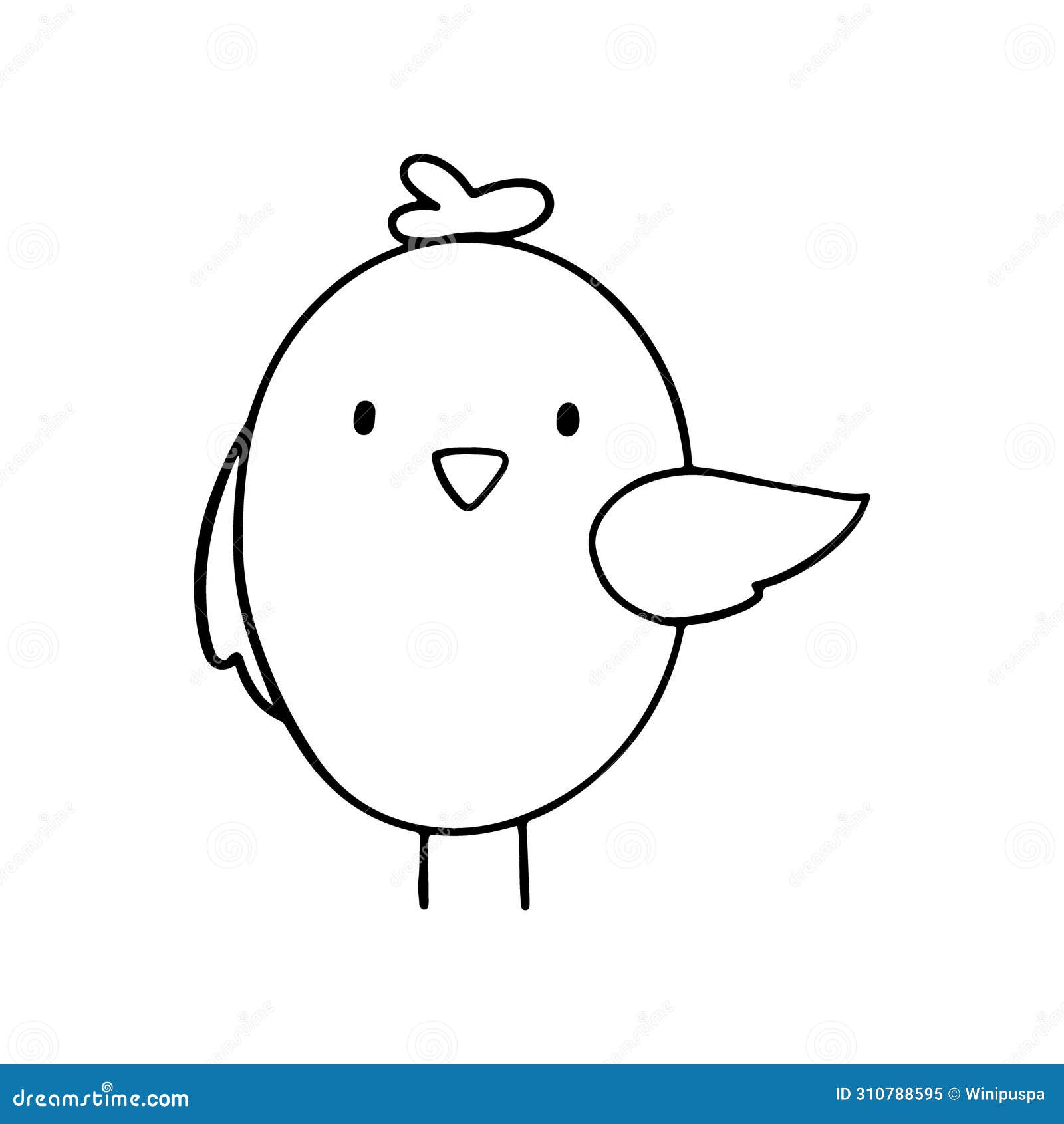 Cute Bird Outline Cartoon Illustration Isolated on White Background ...