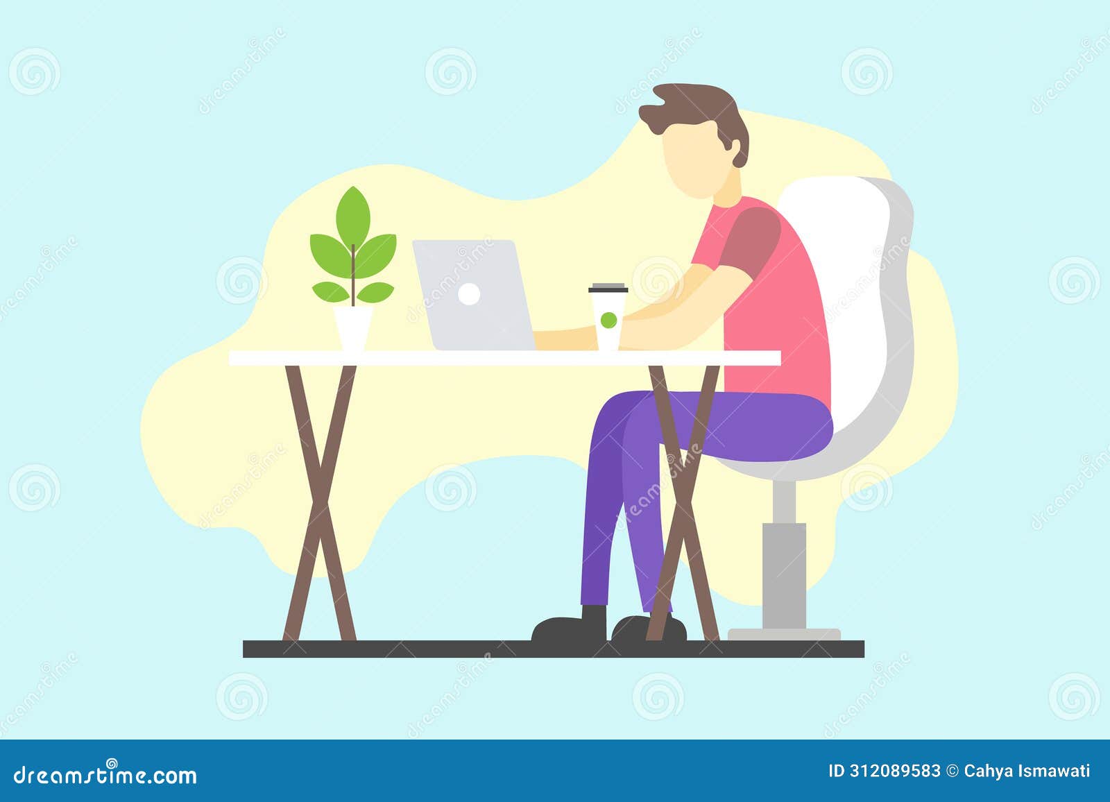 Man in Front Laptop Business Concept Illustrations Stock Illustration ...