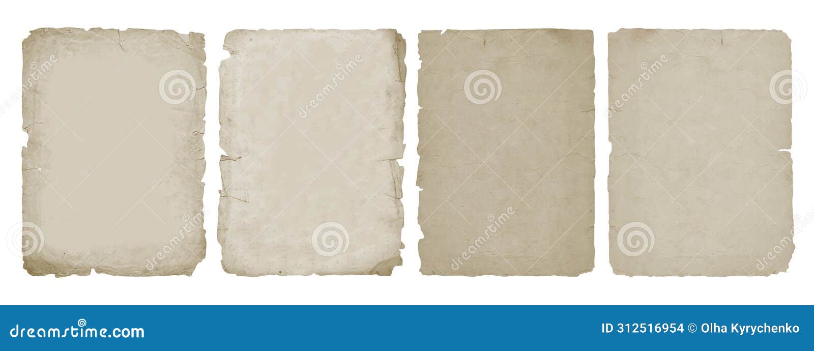Vintage Old Paper with Ripped Edges. Antique Sheets Stock Vector ...