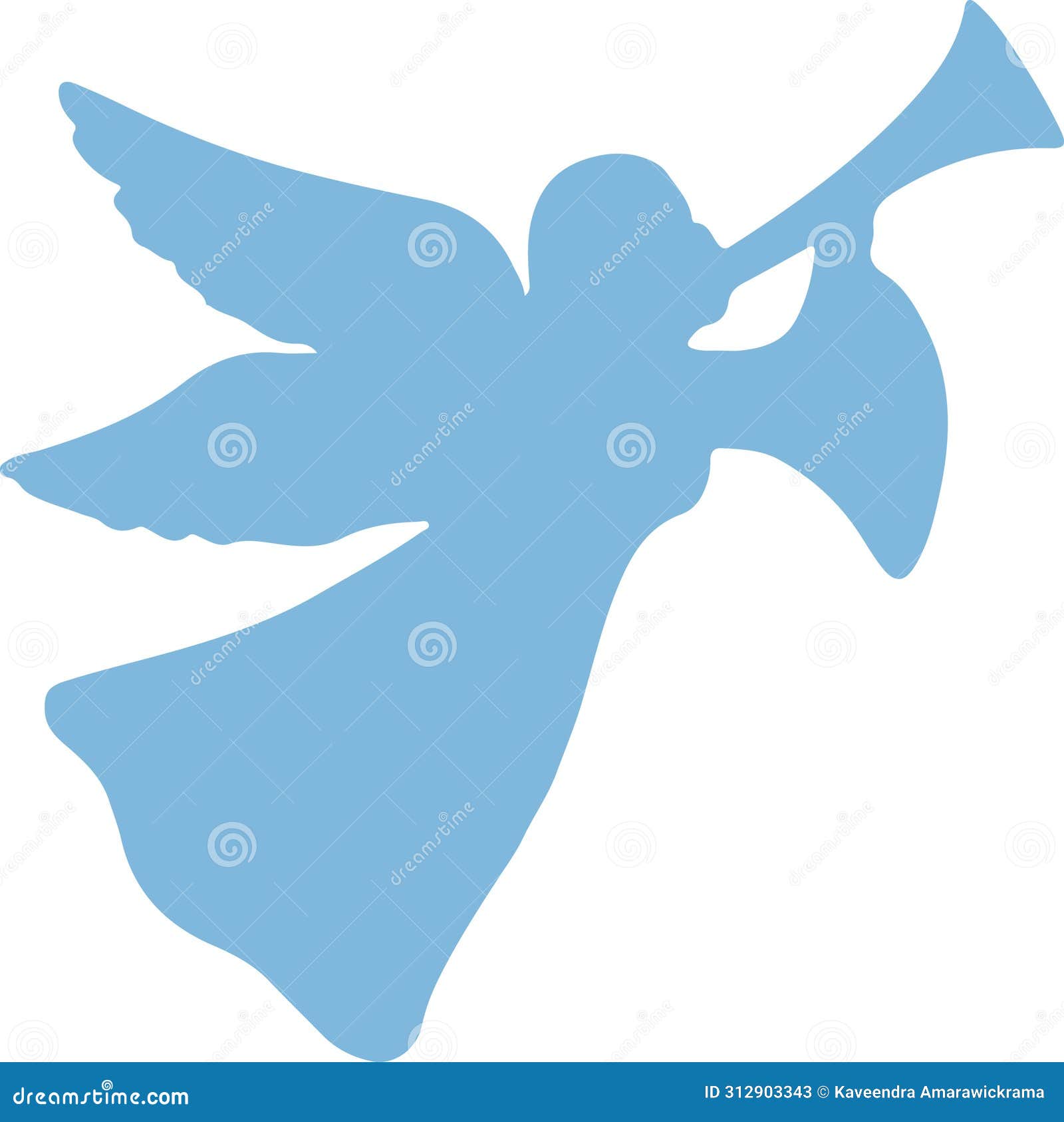 Abstract Angel with Trumpet Clipart Design on White Stock Vector ...