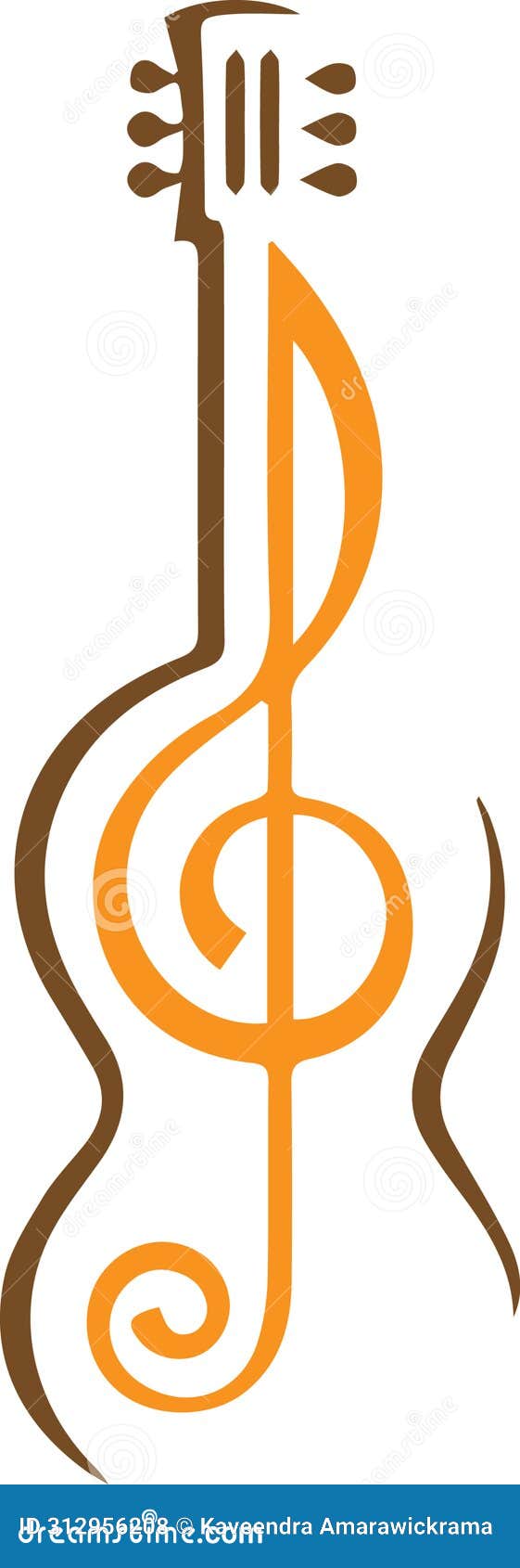 Abstract Music Note Guitar Clipart Design on White Stock Vector ...