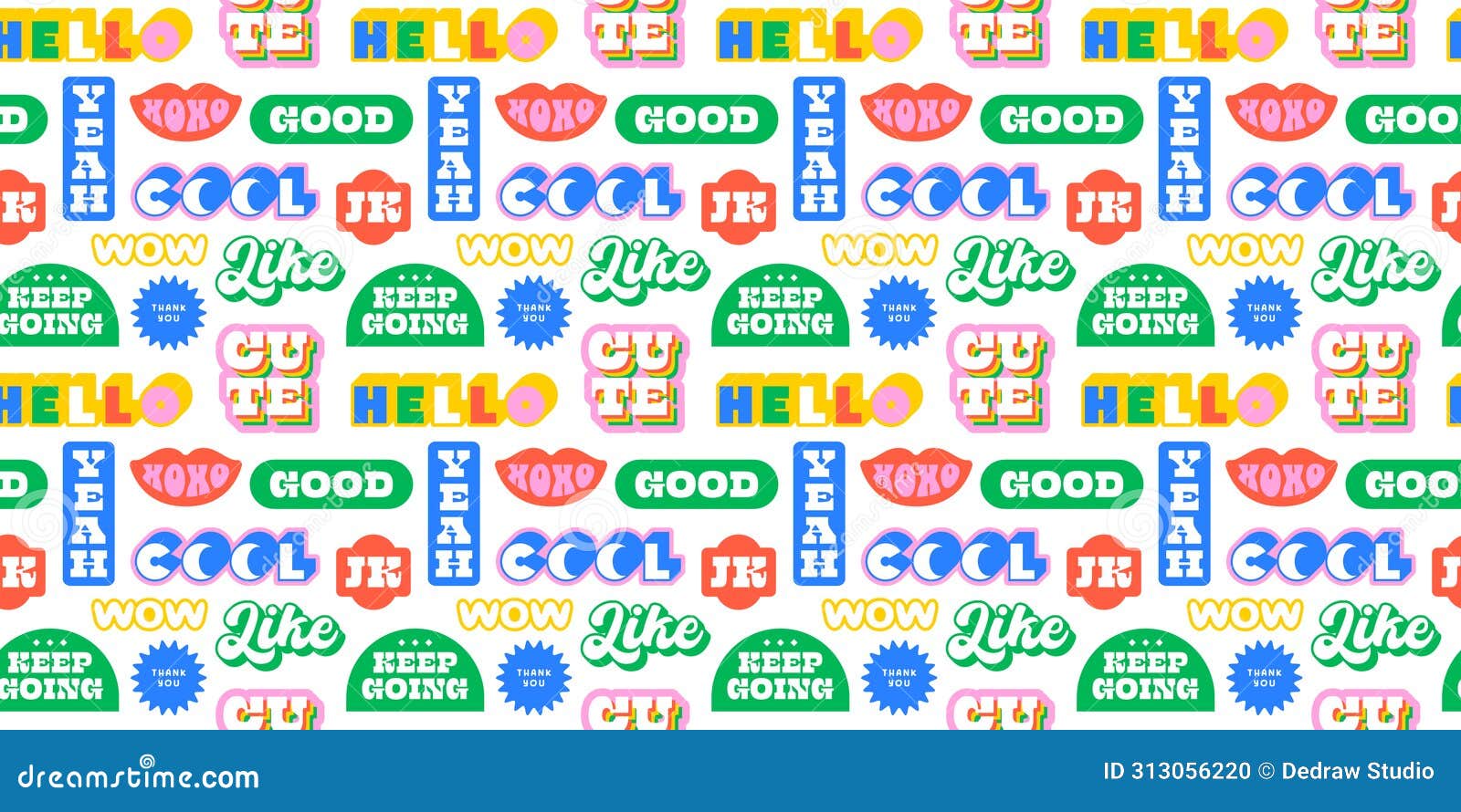 Funny Retro Text Quote Sticker Seamless Pattern Stock Vector ...