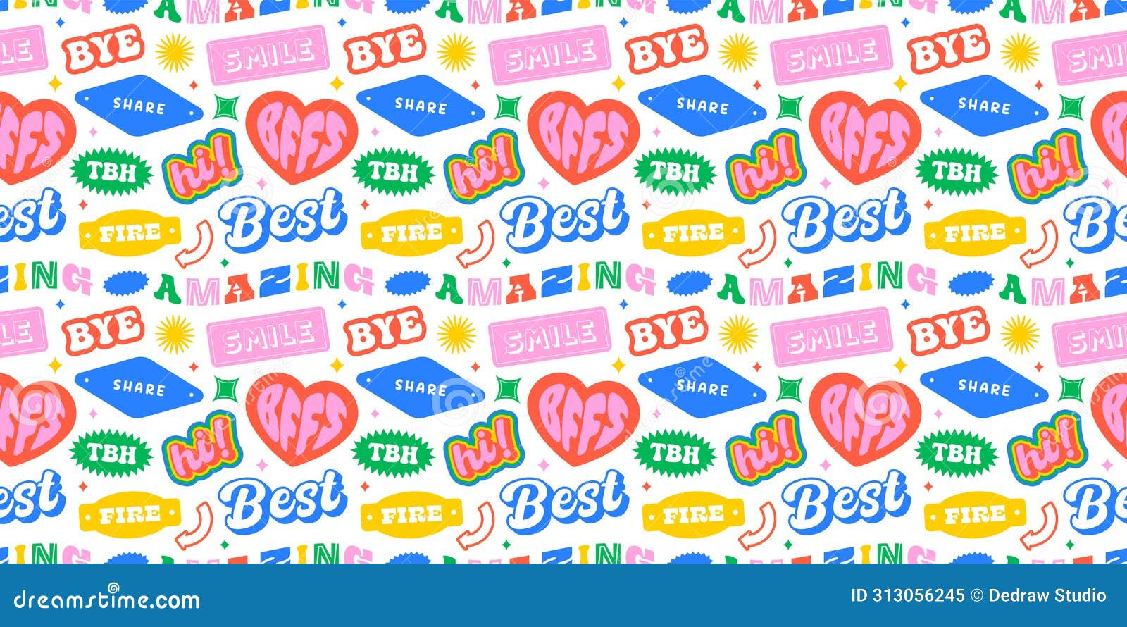 Funny Retro Text Quote Sticker Seamless Pattern Stock Vector ...