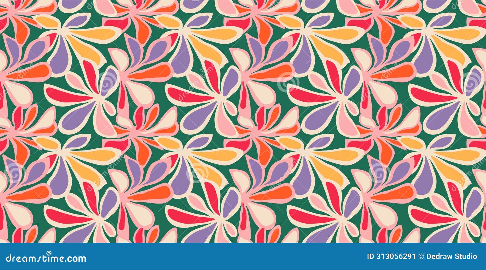 Abstract Flower Art Seamless Pattern Illustration Stock Vector ...