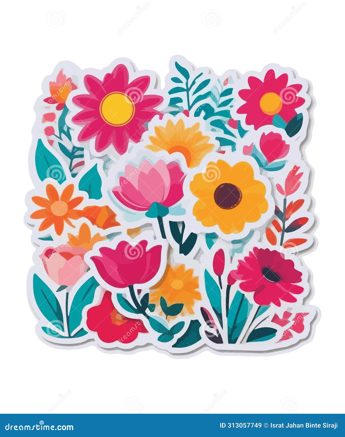 Happy Flower Sticker stock illustration. Illustration of flowers ...