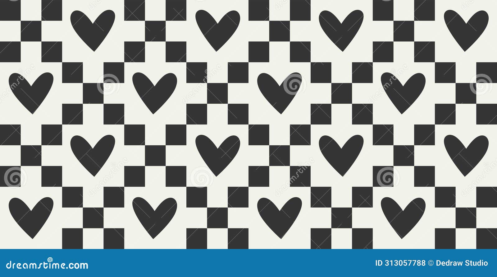 Black and White Love Heart Seamless Pattern Stock Vector - Illustration ...