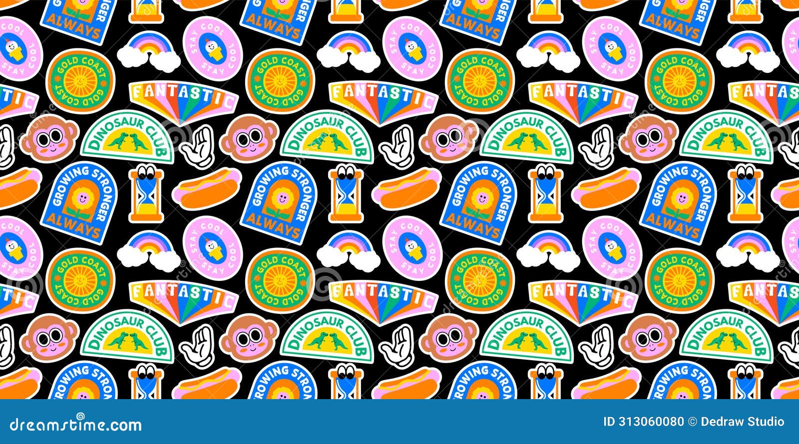 Funny Retro Text Quote Sticker Seamless Pattern Stock Vector ...