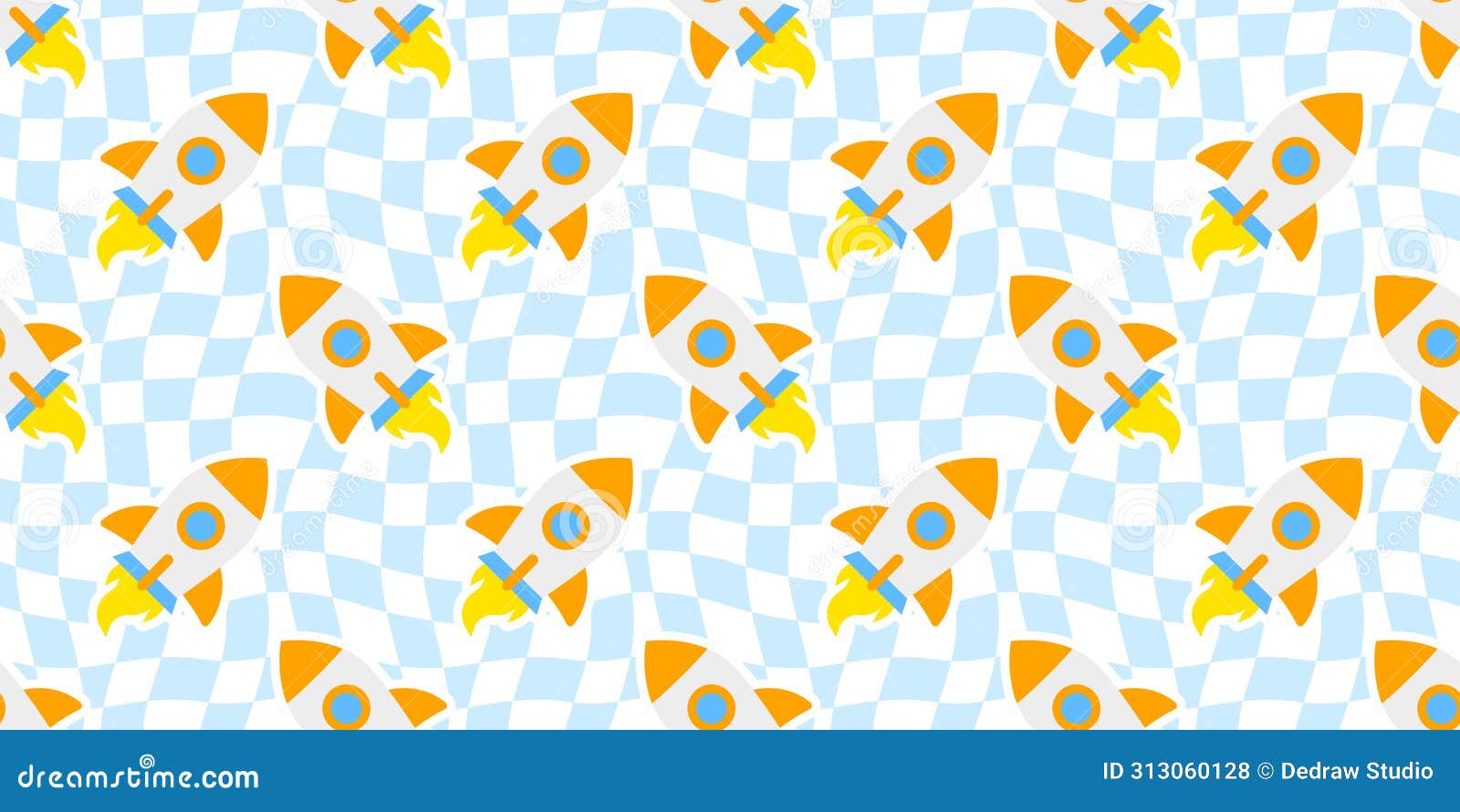 Cute Rocket Space Ship Cartoon Seamless Pattern Stock Vector ...