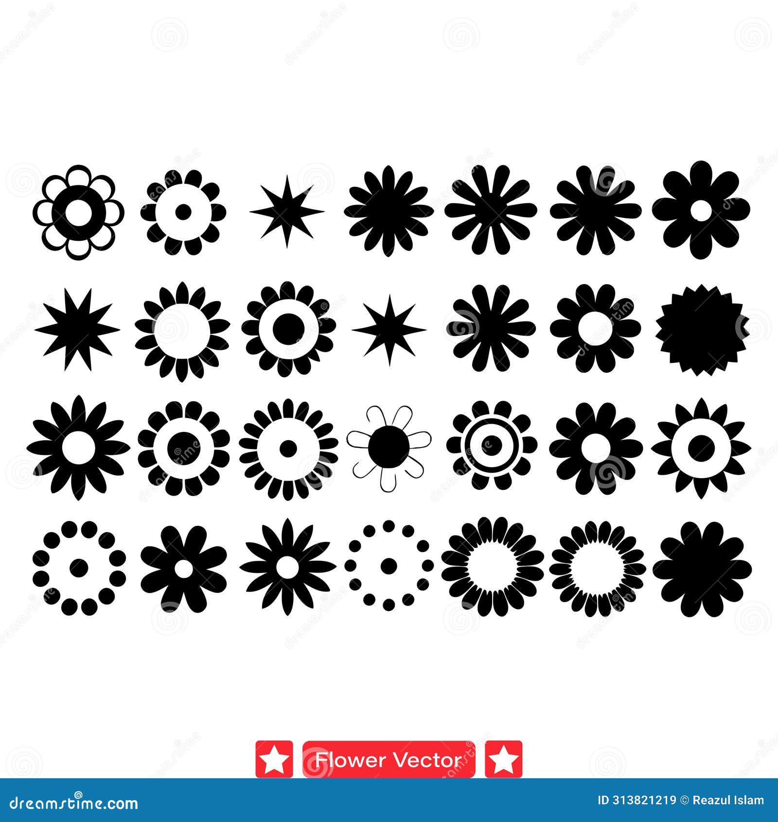 Petals and Posies Whimsical Flower Vector Silhouettes for Delightful ...