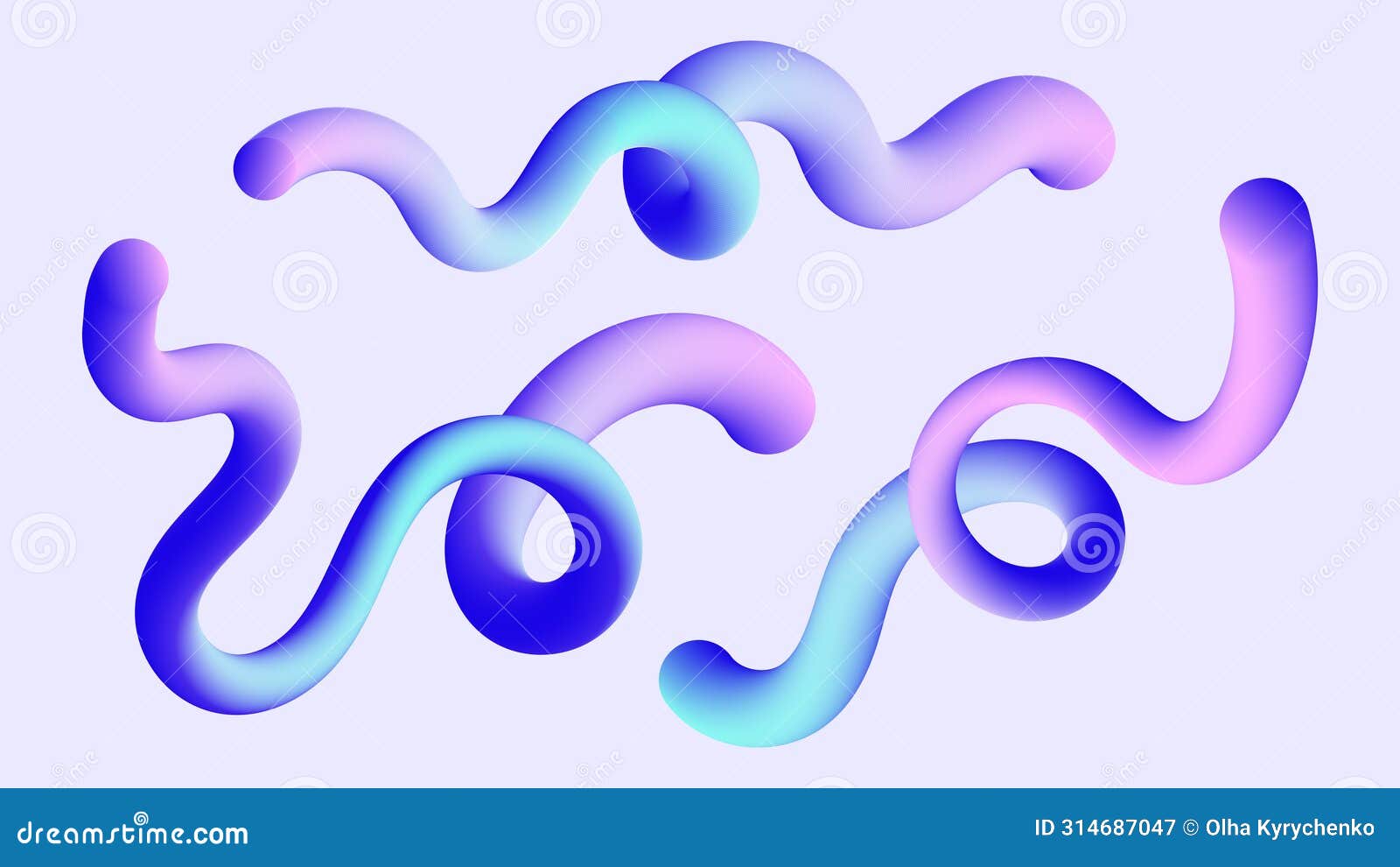 Gradient Wavy 3d Shapes. Digital Technology, Innovation, Business ...
