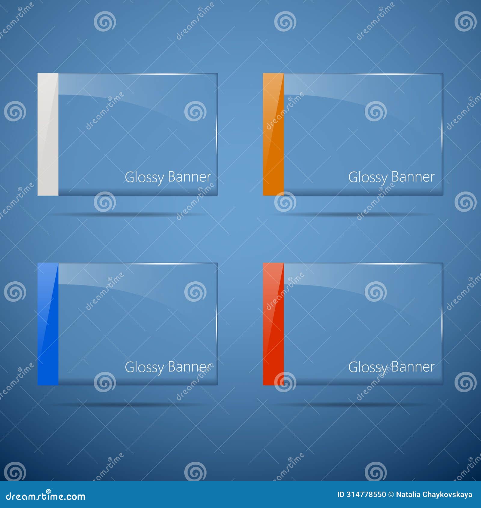 A Set of Transparent Banners on a Blue Background. Vector Illustration ...
