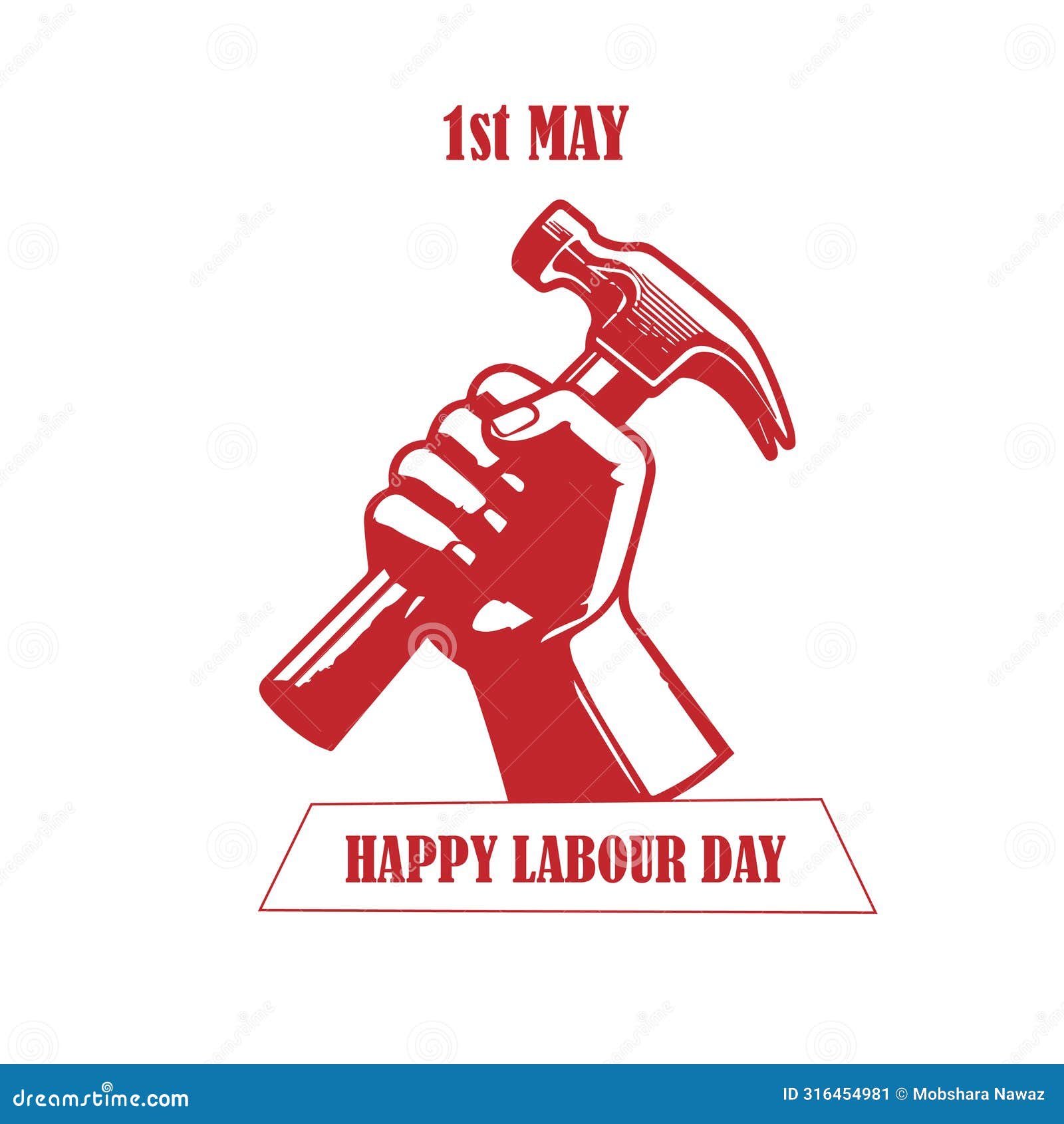 Labour Day Message Hammer in Hand 1st May Stock Illustration ...