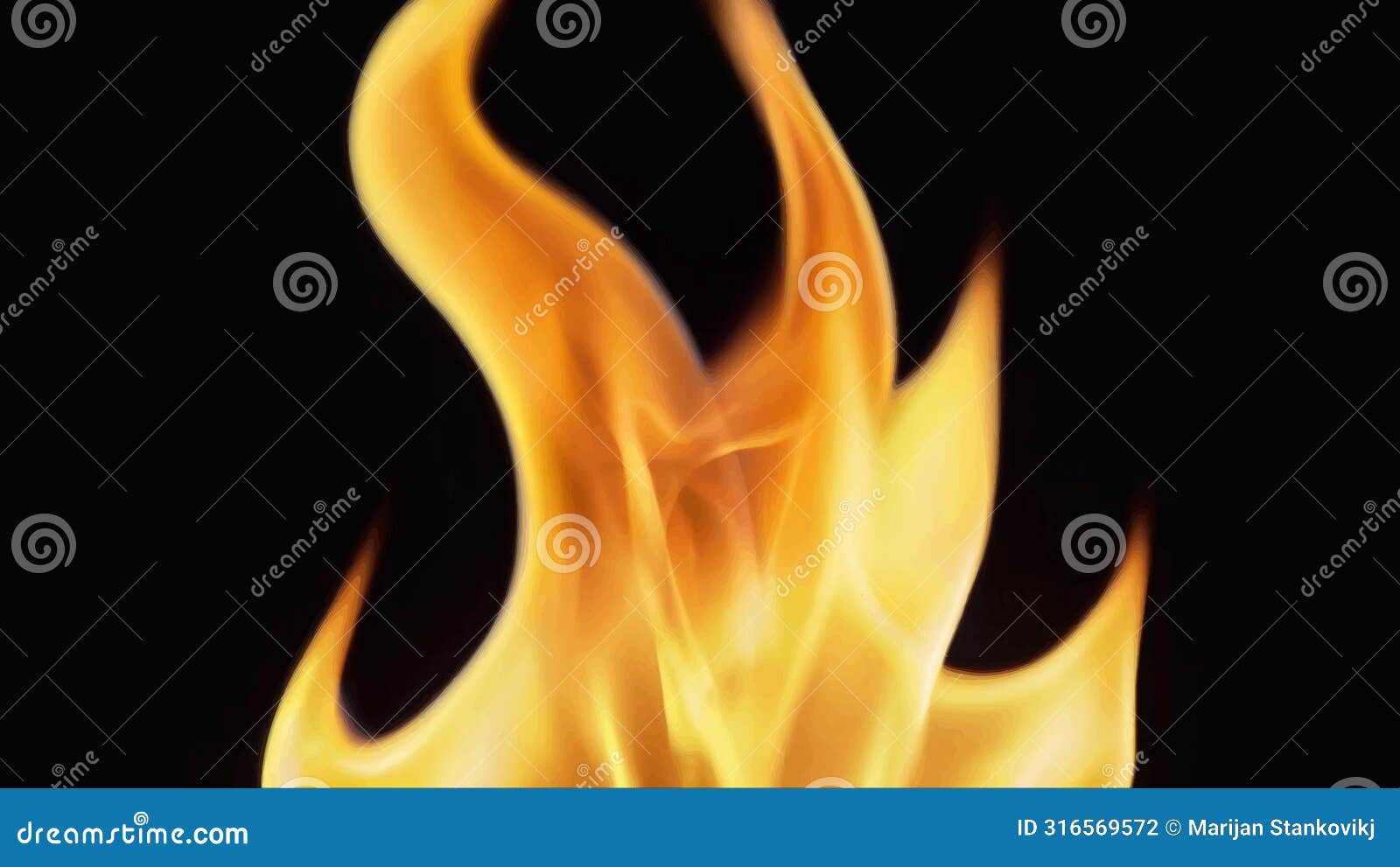 Realistic Vector Illustration Of Fire Flames On Black Background ...