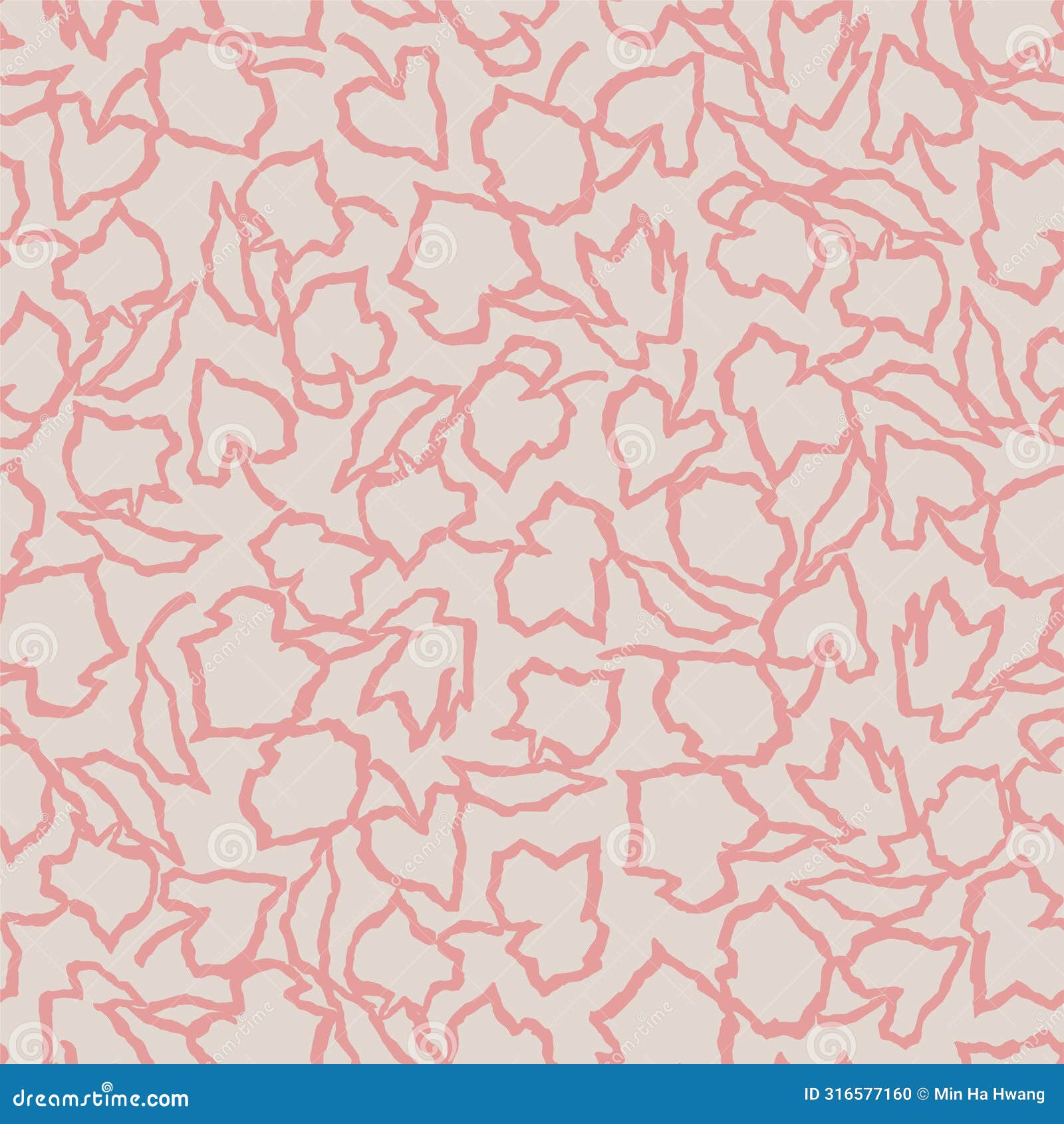 Leaf Outline Drawing Motif Illustration Seamless Repeat Pattern Digital ...