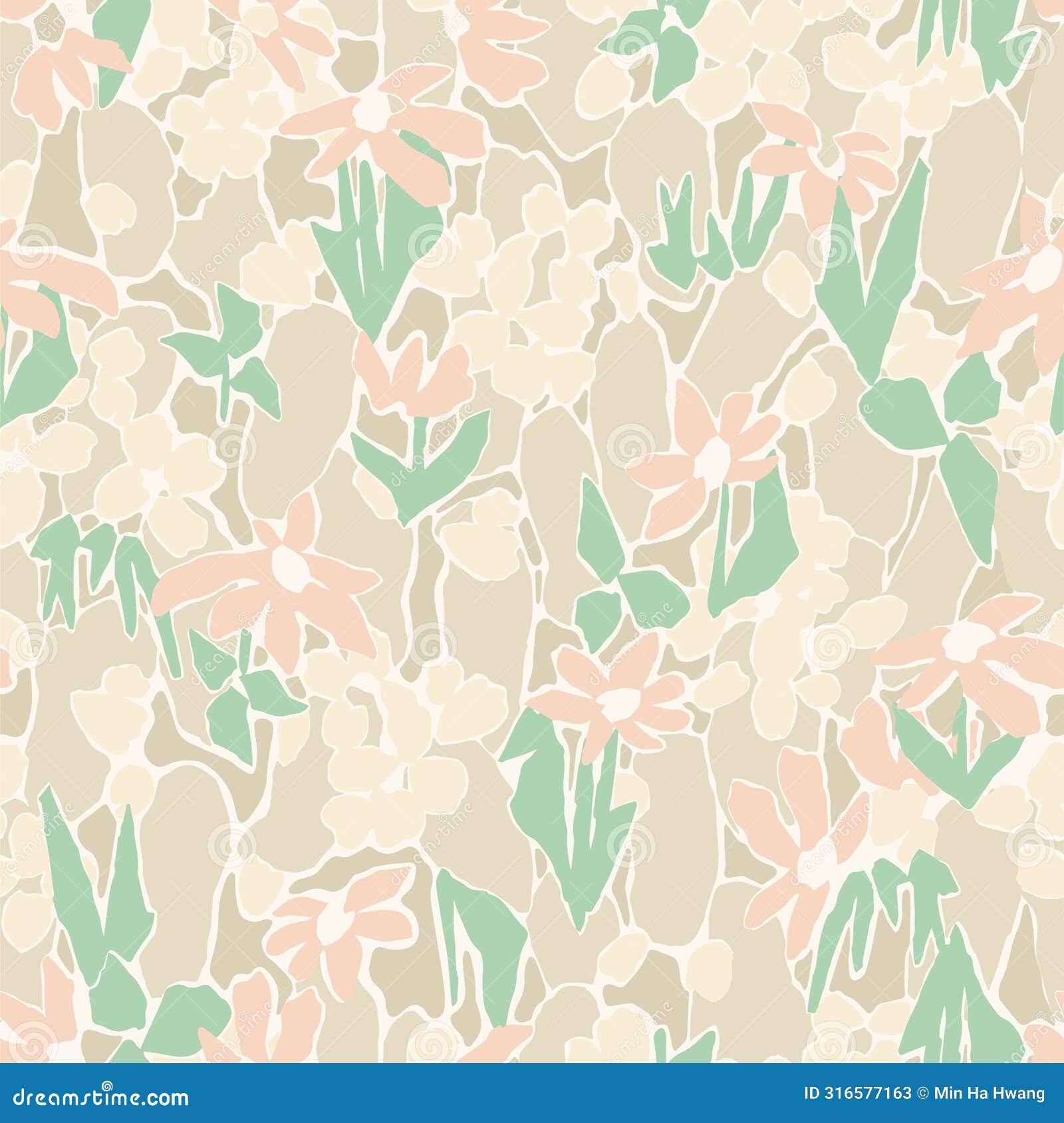 Floral Seamless Repeat Pattern Digital Artwork Stock Vector - Illustration of blossom, print ...