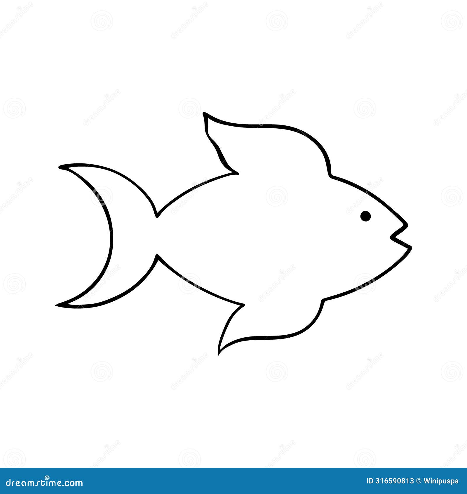 Fish Outline stock vector. Illustration of draw, doodle - 316590813