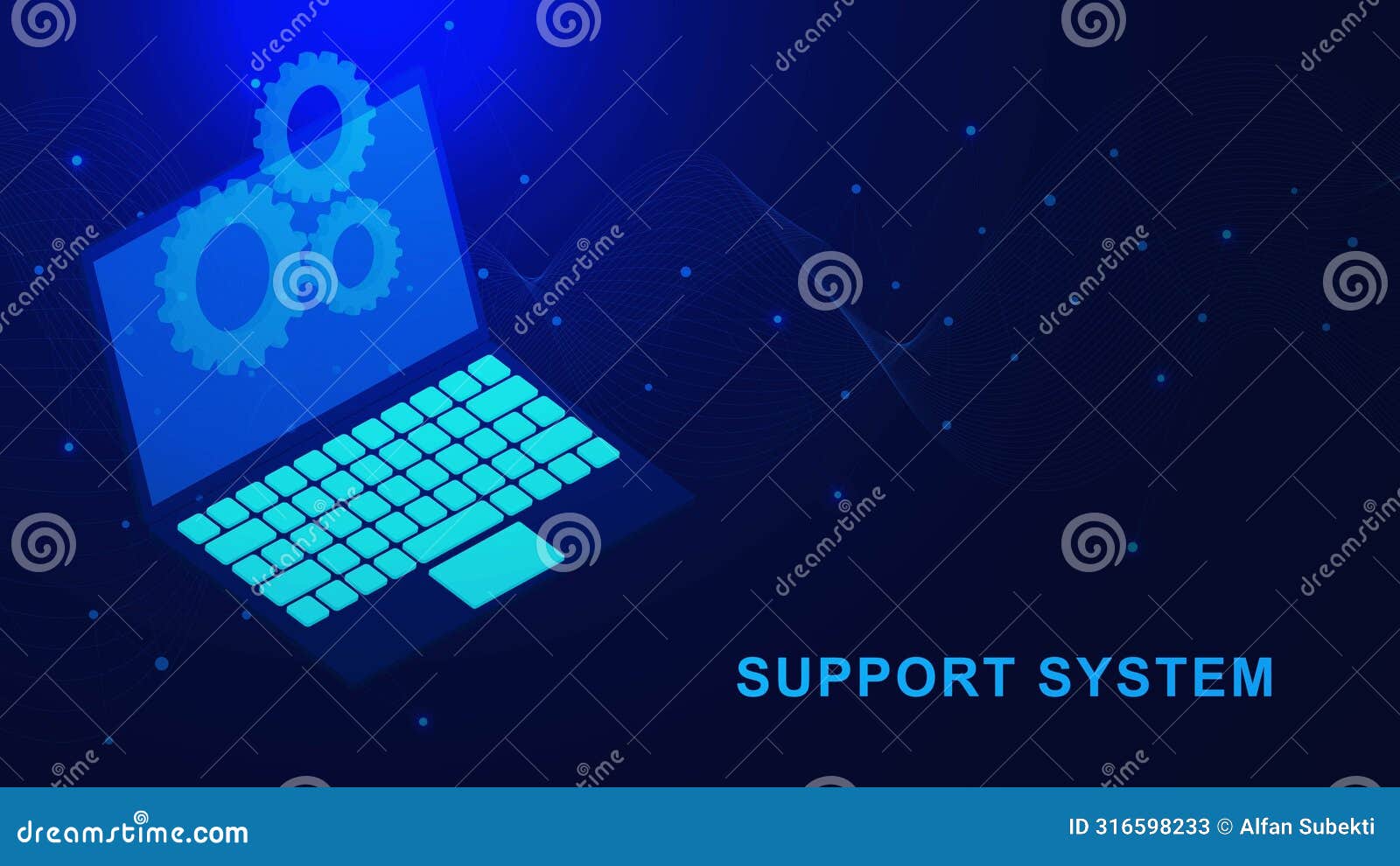 Technical Support System Concept with Laptop and Gear Wheel in ...