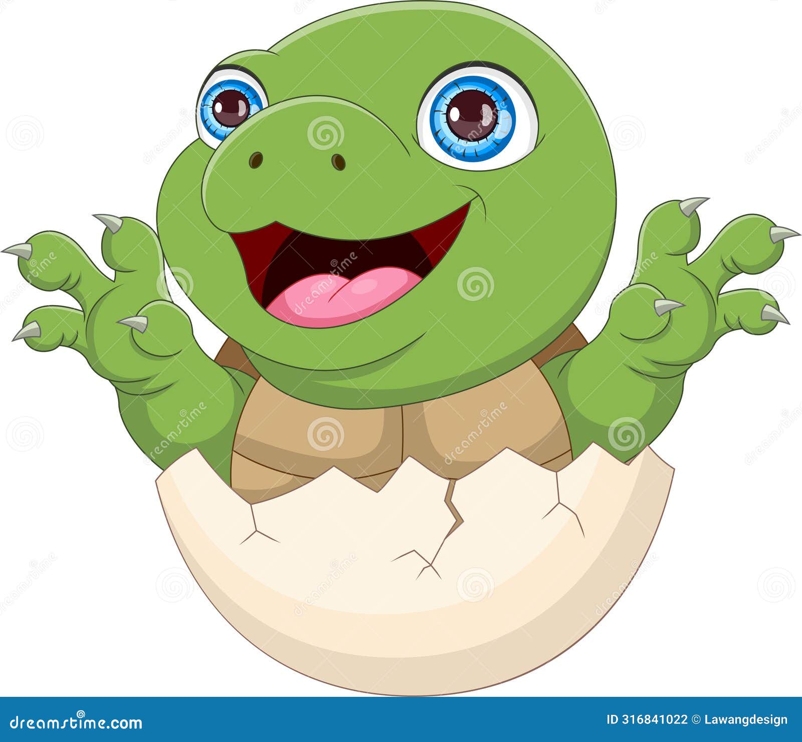 Cartoon Baby Turtle Hatching from Egg Stock Vector - Illustration of ...