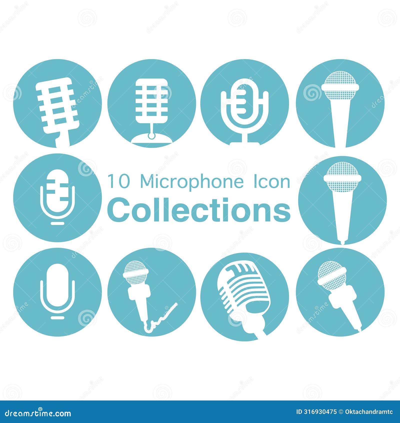 Microphone Icon Set. Collection of Various Microphone Icons. Press ...
