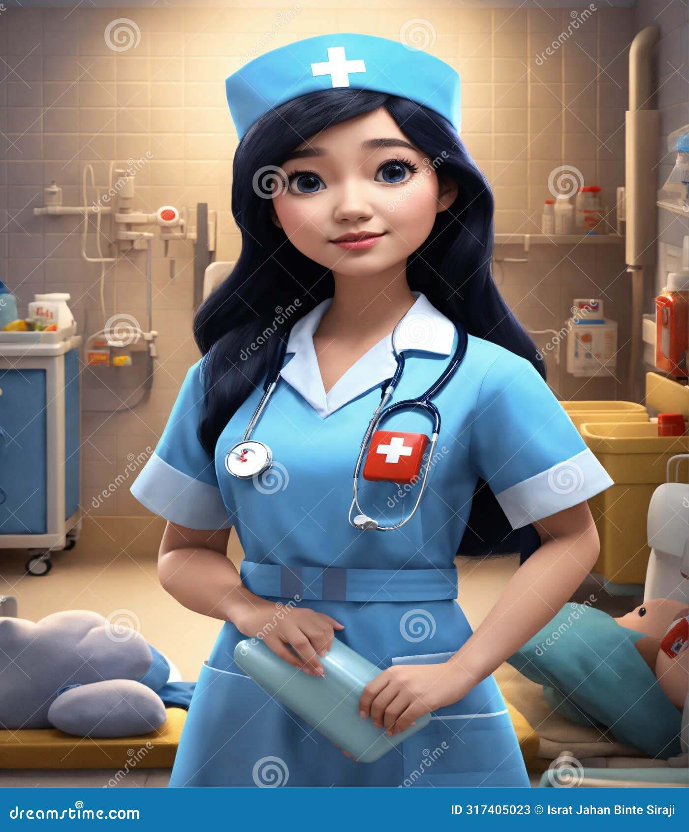 Happy International Nurses Day with a Nurse Cartoon Character Stock ...