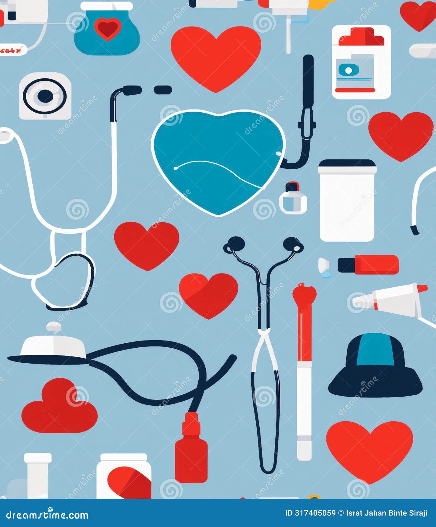 A Collection of Medical Shapes with a Red Heart Stock Illustration ...