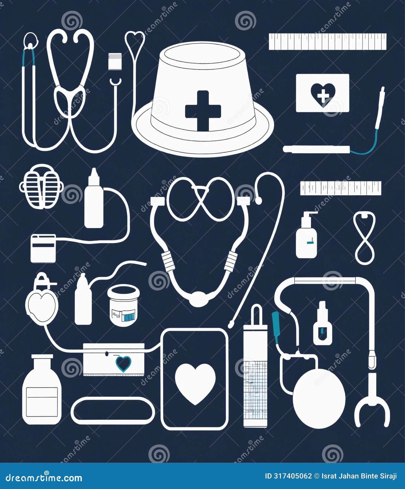 A White Collection of Medical Shapes Stock Illustration - Illustration ...