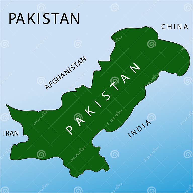 Map of Pakistan with Neighbor Country Name Stock Illustration ...