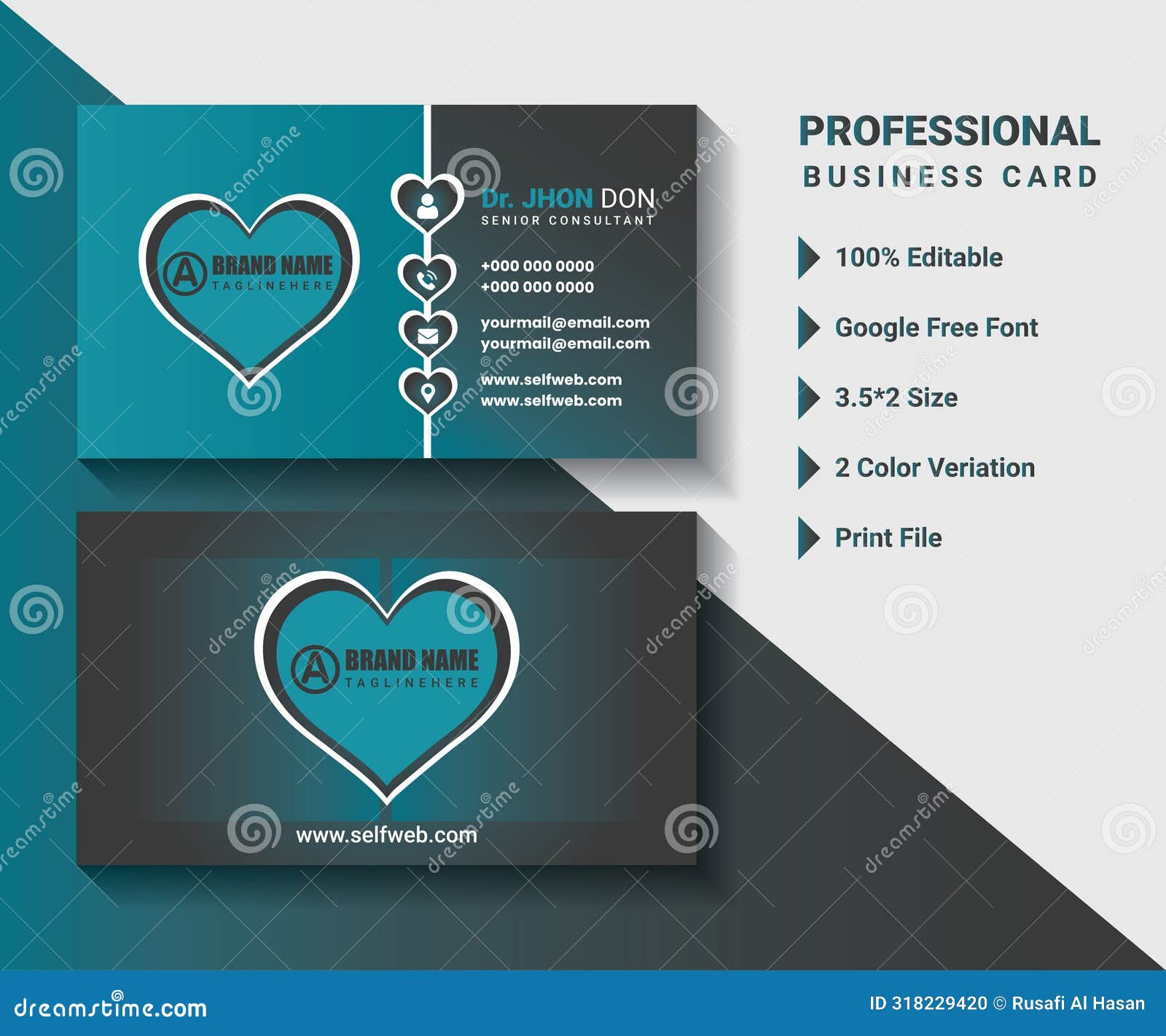 Professional Modern and Elegant Two Color Unique Business Card Design ...