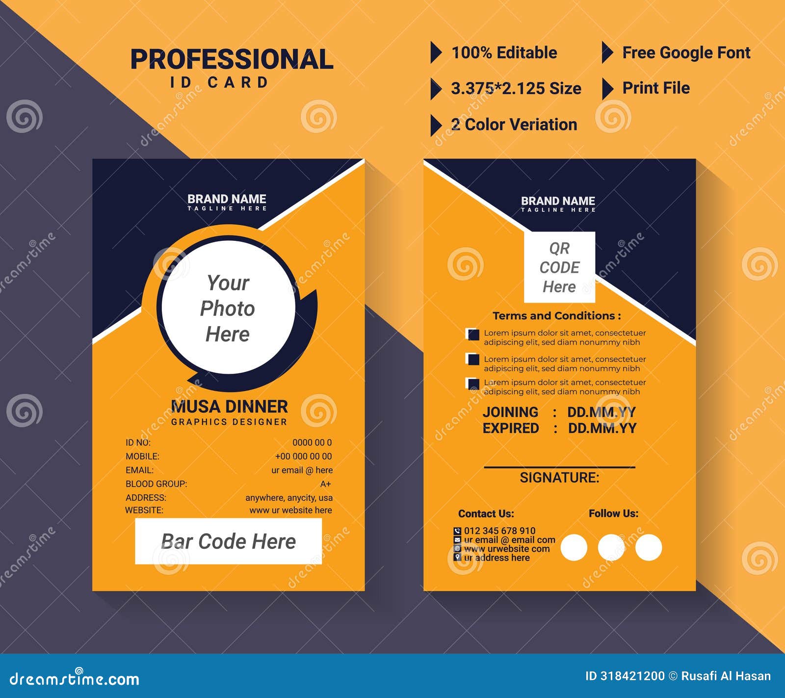 Unique Elegant and Simple Graphics Design. Professional Visiting Card ...