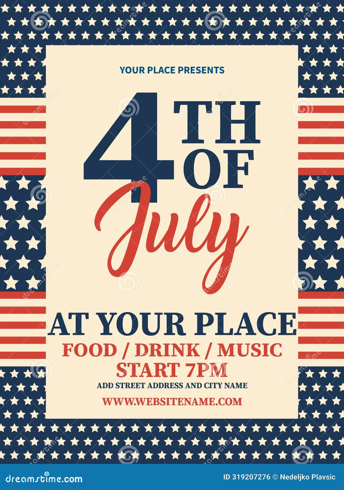 4th July Party Poster Flyer Social Media Post Design Stock Vector ...