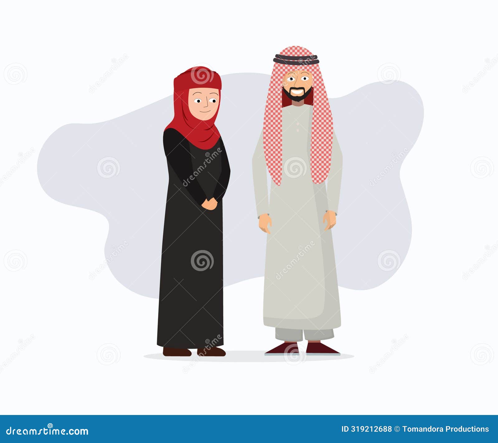Arab Husband And Wife Wearing The Traditional Arab Clothes Vector ...