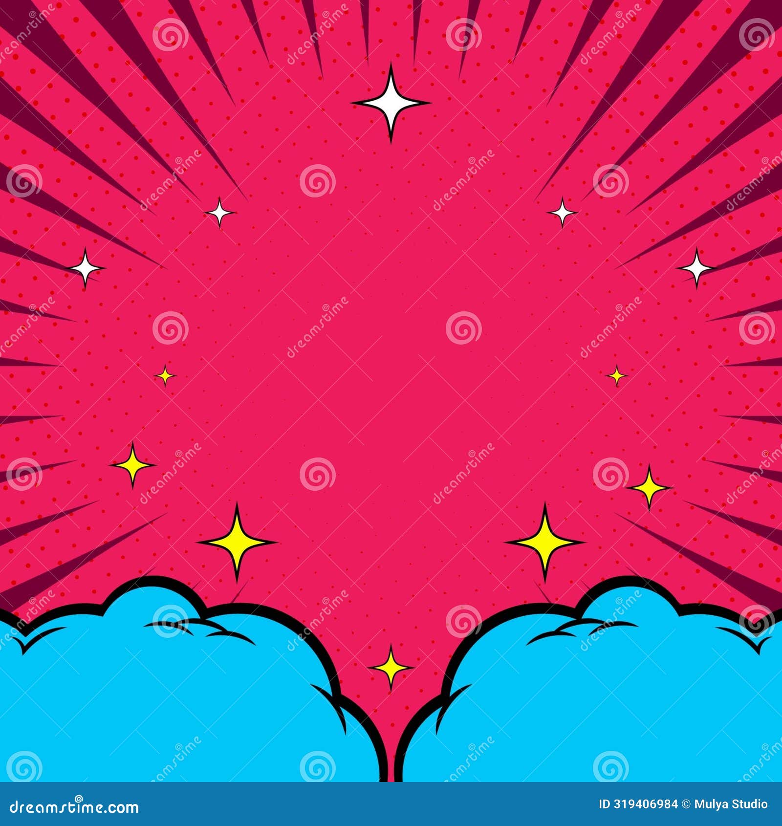 Comic Blue Cloud Template Background Fullcolor Stock Illustration ...