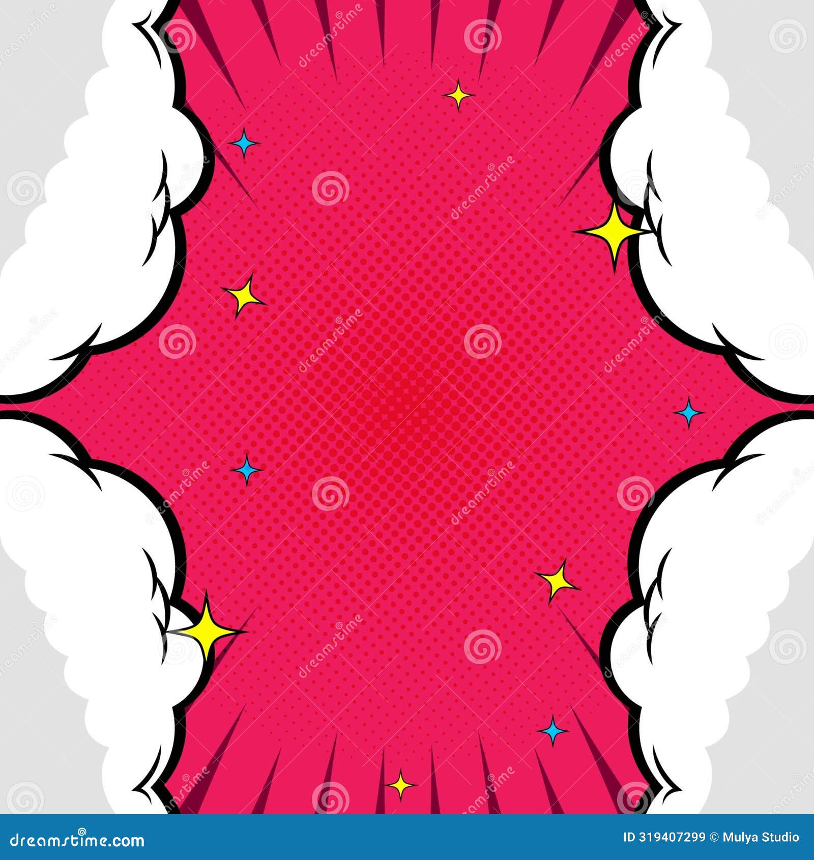 Background Color Red Comic Cloud Template Stock Vector - Illustration ...