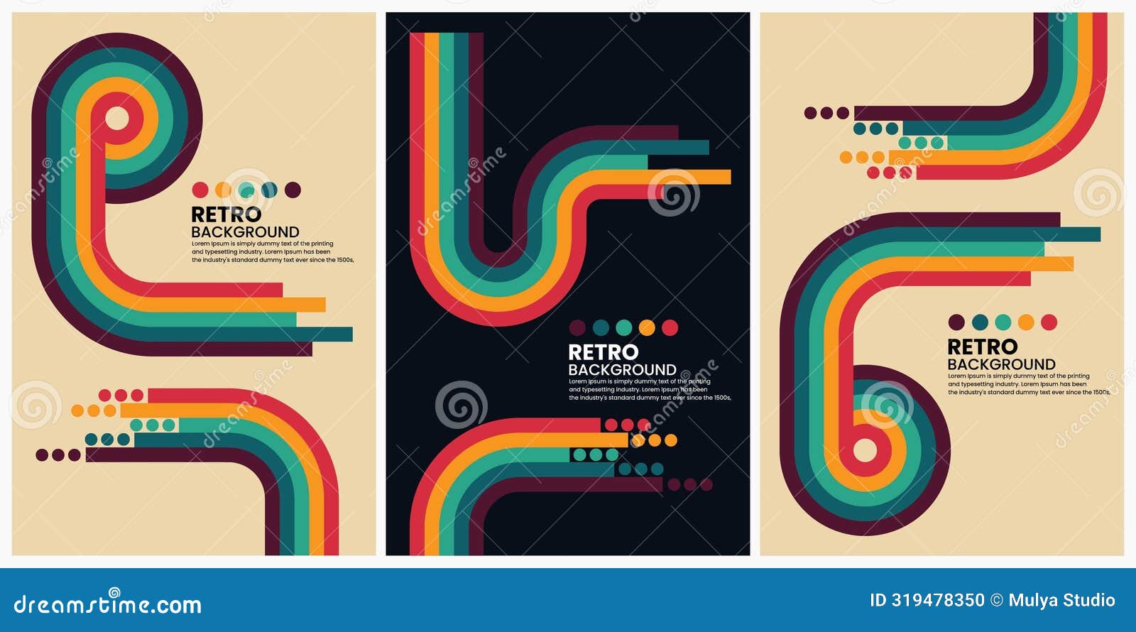Vector Template Retro Vintage Illustration Colorfull Stock Vector ...