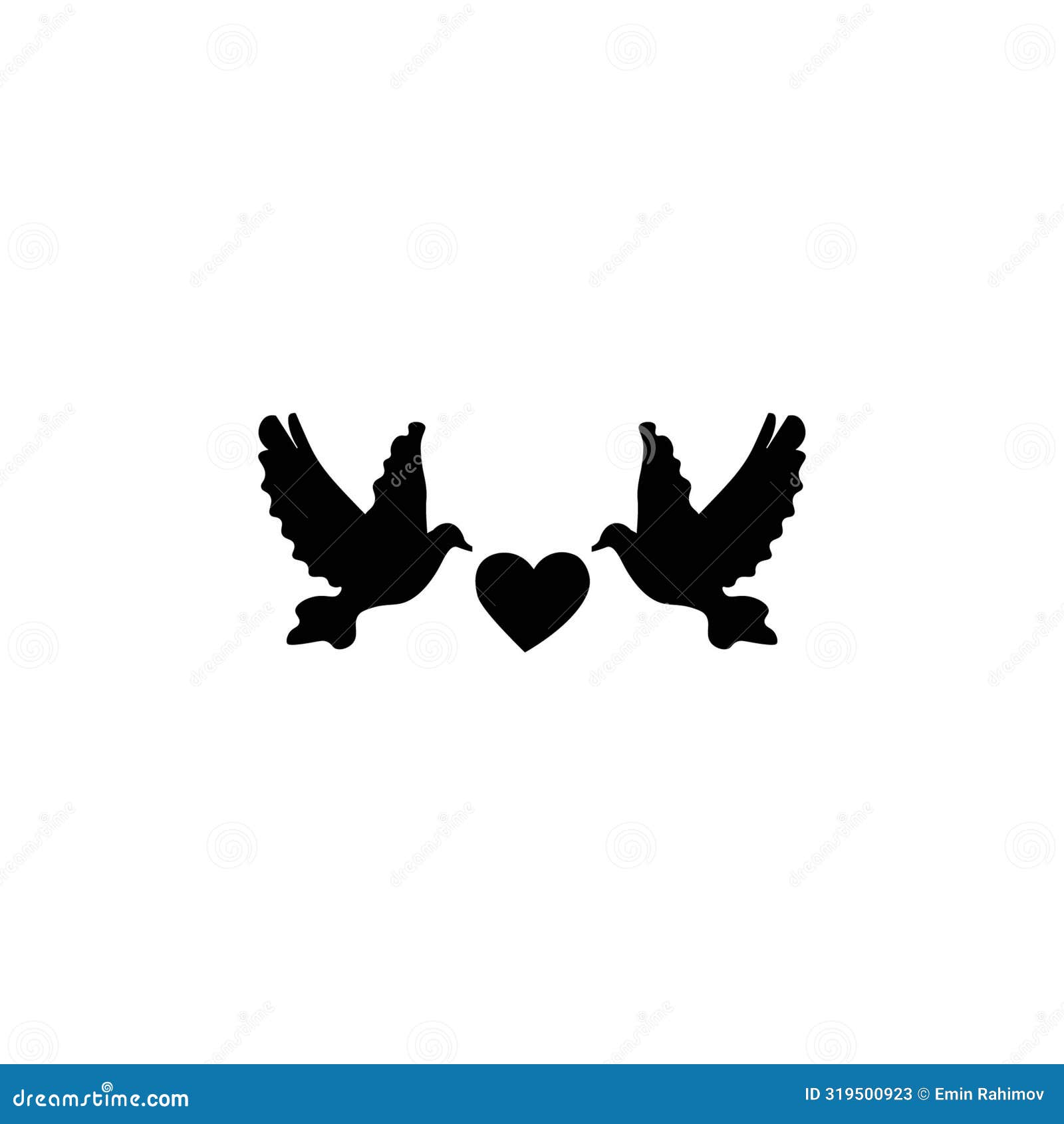 Doves and Heart Sign of Peace and Love Stock Illustration ...