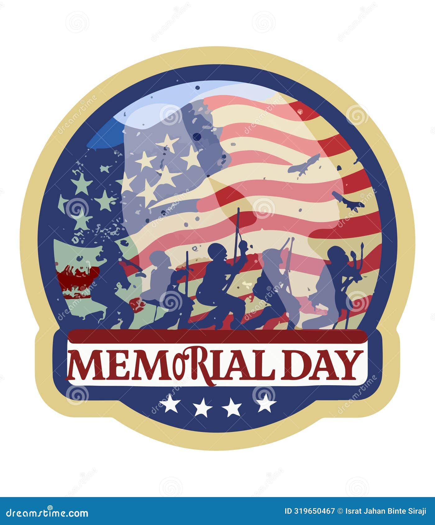 A Striking 3D Render of a Memorial Day Sticker Stock Vector ...