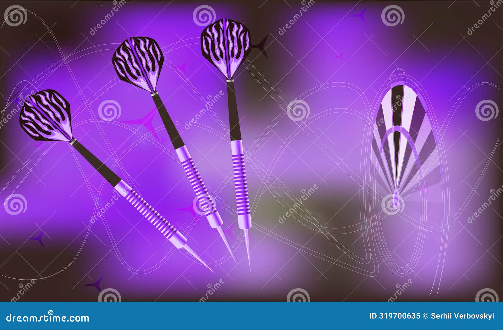 Vector Illustration of a Set of Sports Darts on a Purple Background ...