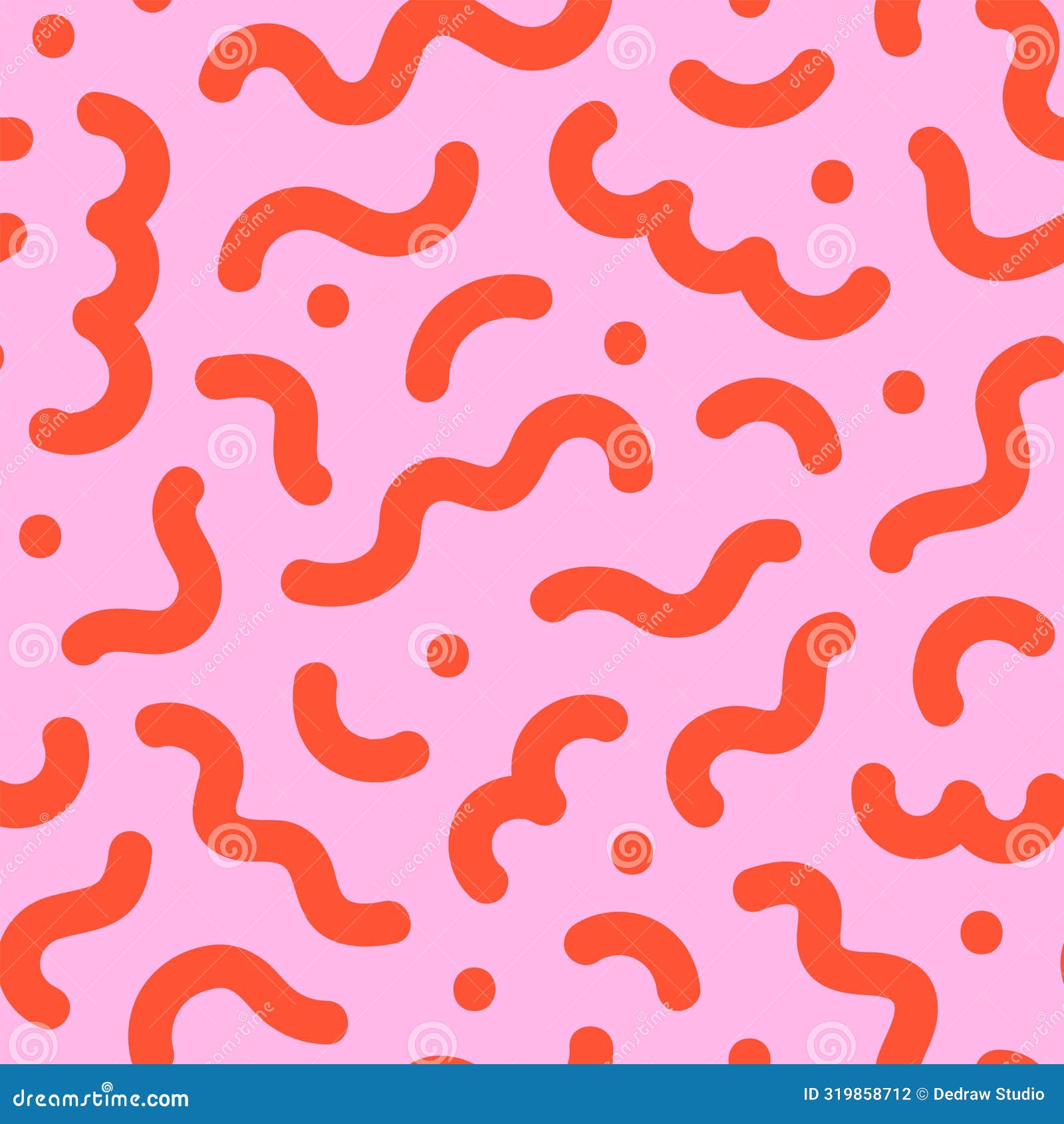 Fun Red Line Doodle Seamless Pattern Stock Vector - Illustration of ...