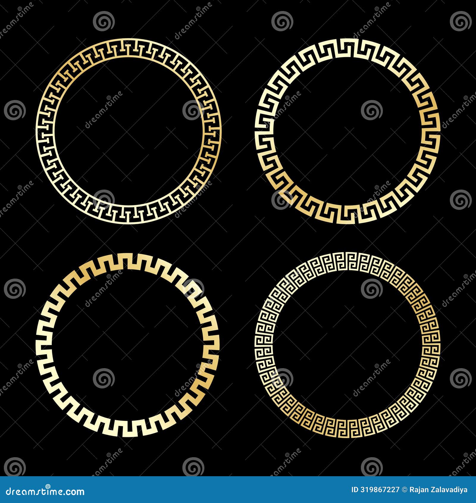Gold Silver Greek Key Frames Stock Illustration - Illustration of gold ...