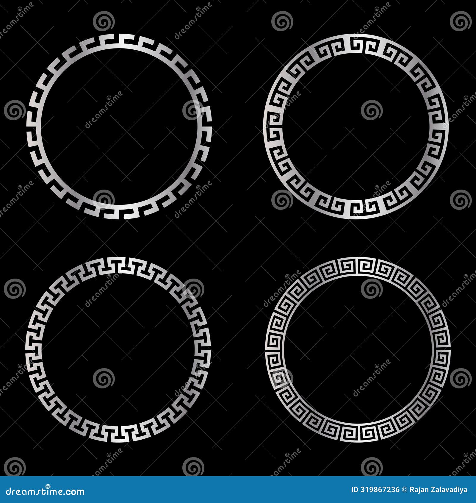 Round Silver Greek Key Frames. Stock Illustration - Illustration of ...