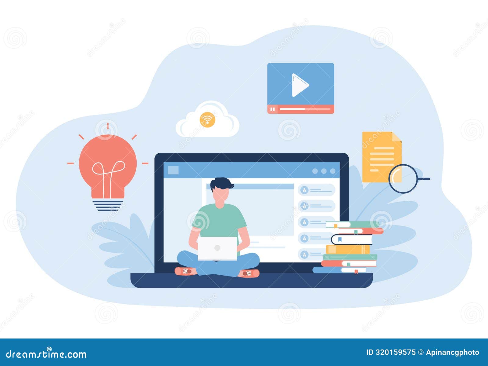 Flat Vector Technology Remote Working for Online Education and Learning ...
