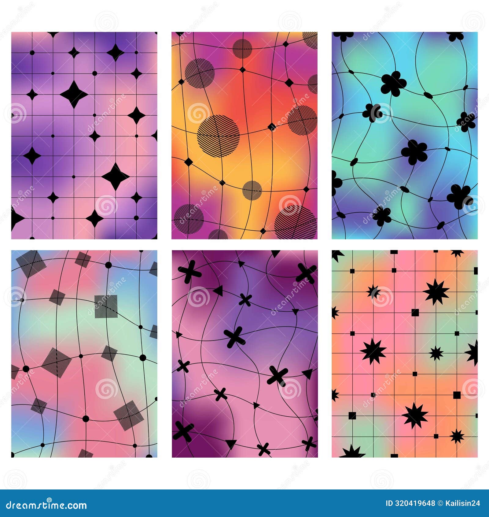 Set of Abstract Backgrounds. Retro Backgrounds with Graphic Elements ...