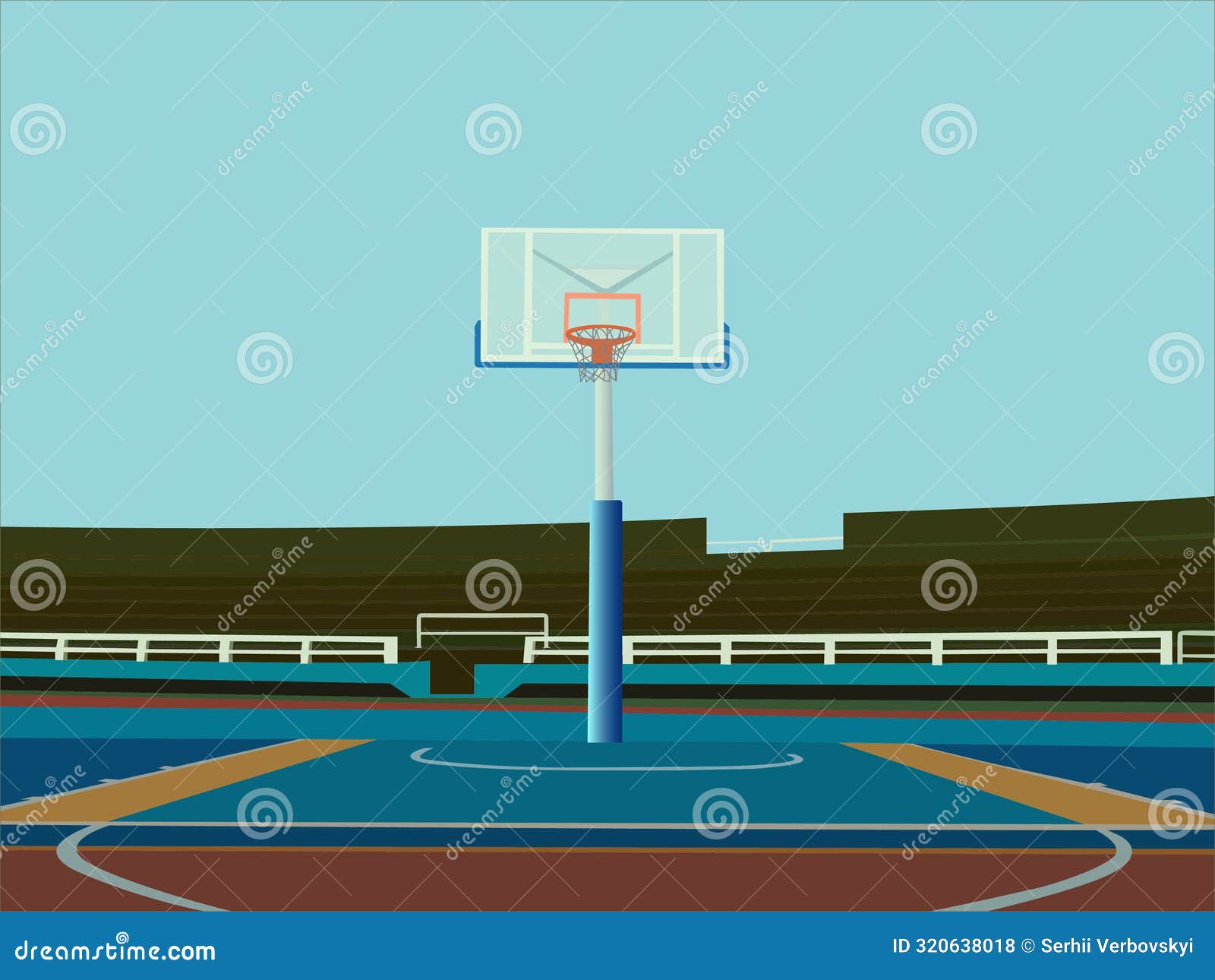 Vector Illustration Depicting an Outdoor Basketball Playground Stock ...