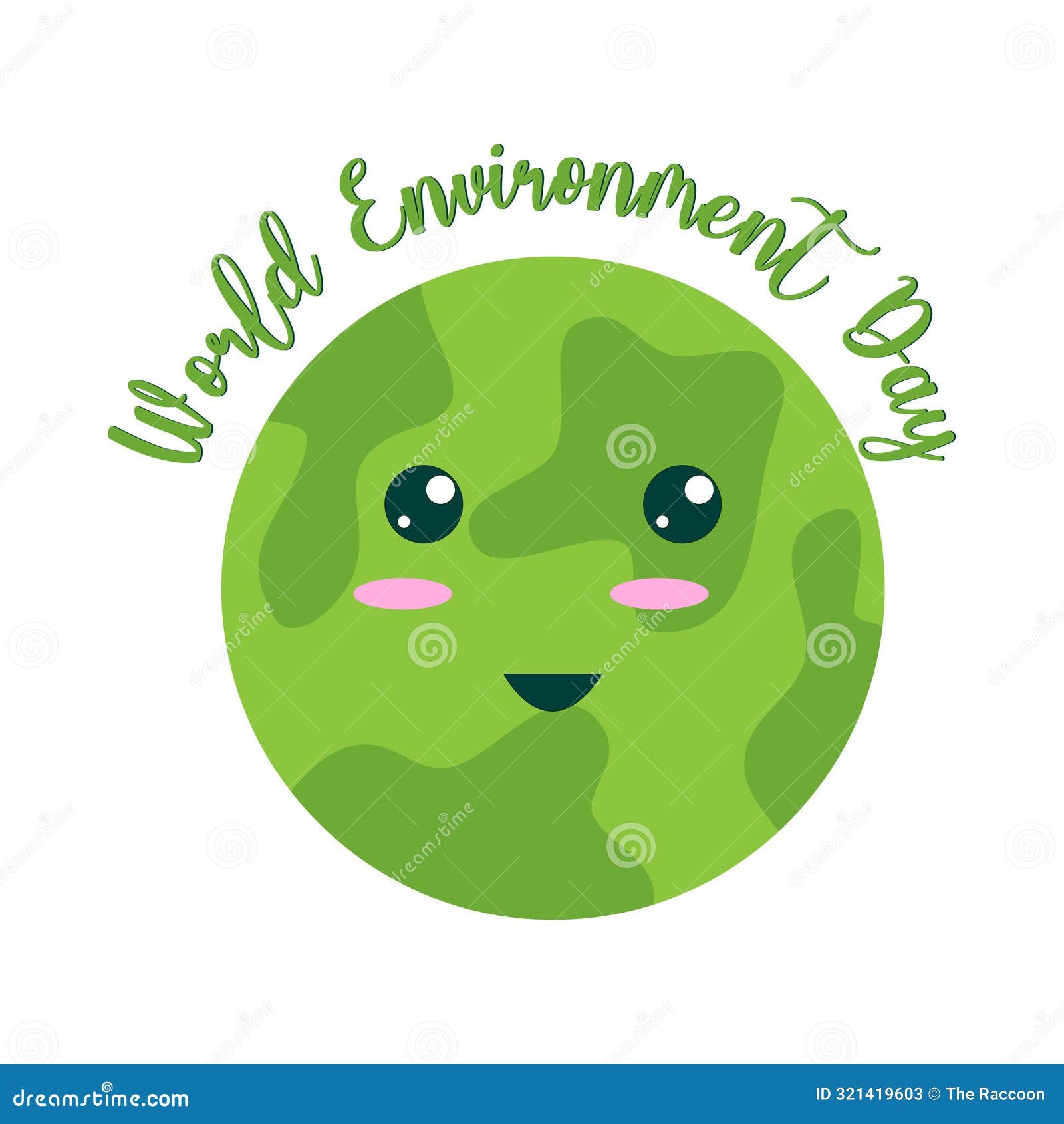 World Enironment Day Cute Face Globe Vector Sign, Clean World, Plants ...