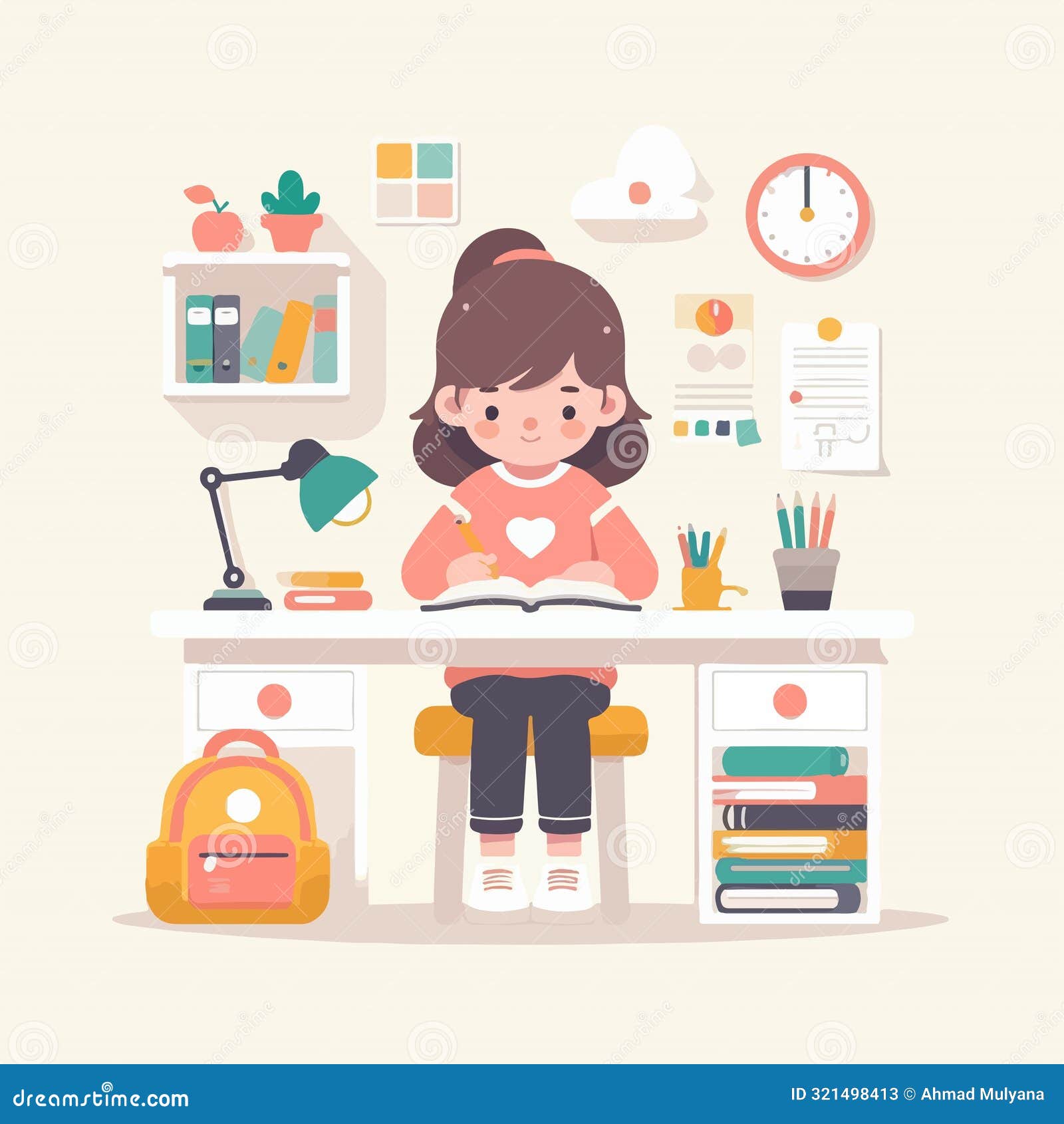 Student studying stock vector. Illustration of sitting - 321498413